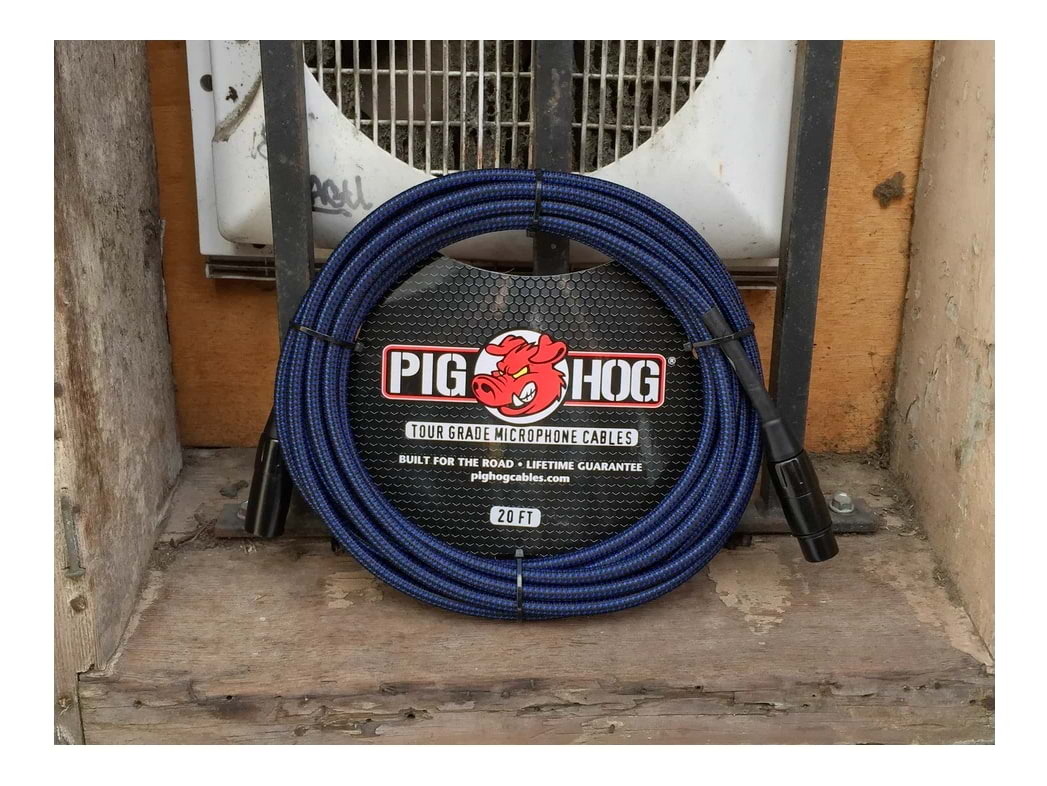 Pig Hog Black And Blue Woven XLR Microphone Cable 20ft