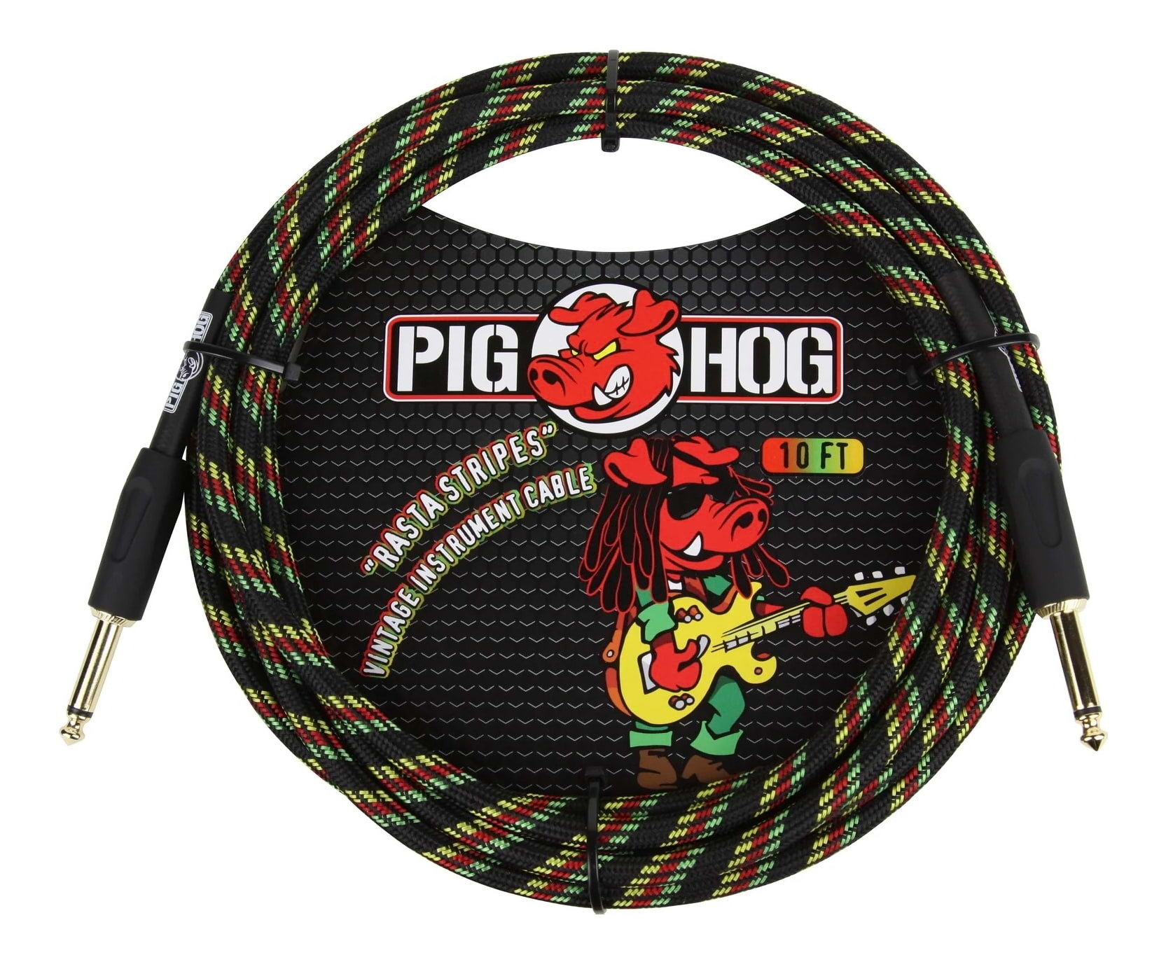 Pig Hog Rasta Stripes Woven Instrument Cable