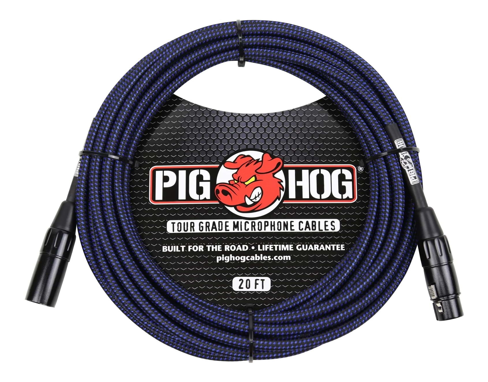 Pig Hog Black And Blue Woven XLR Microphone Cable 20ft