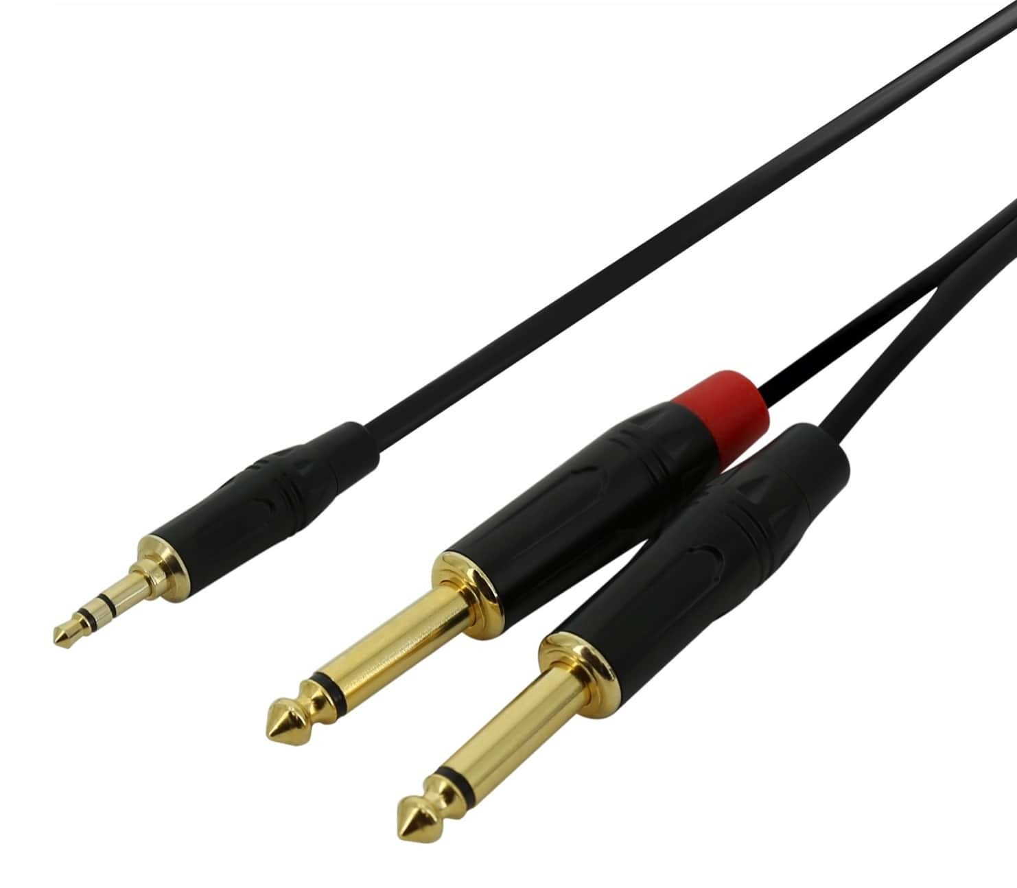 Mini-Jack to Dual 1/4" - Left/Right Splitter Cable
